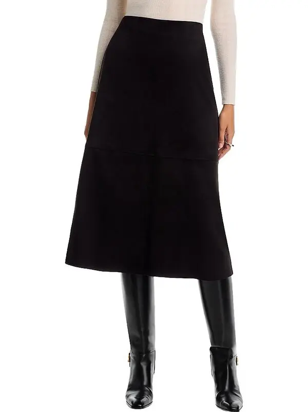 SINGLE THREAD Faux Suede A-line Skirt - Black