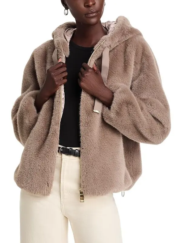 Herno Faux Fur Hooded Jacket - Taupe
