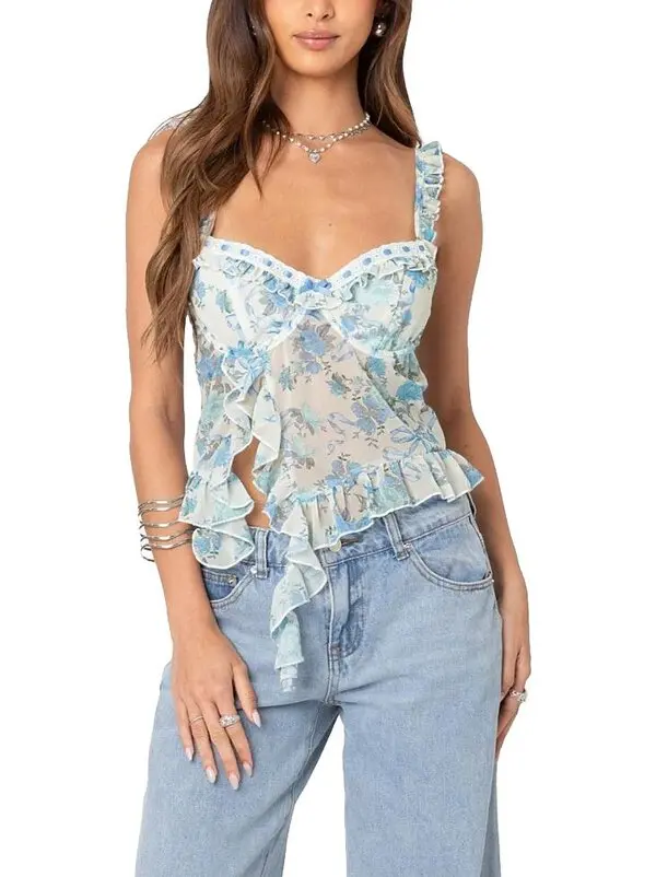 EDIKTED Cascade Ruffled Bra Top - Mix