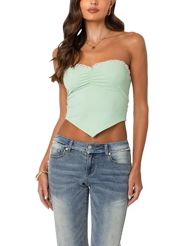 EDIKTED Cinched Strapless Triangle Top - Mint