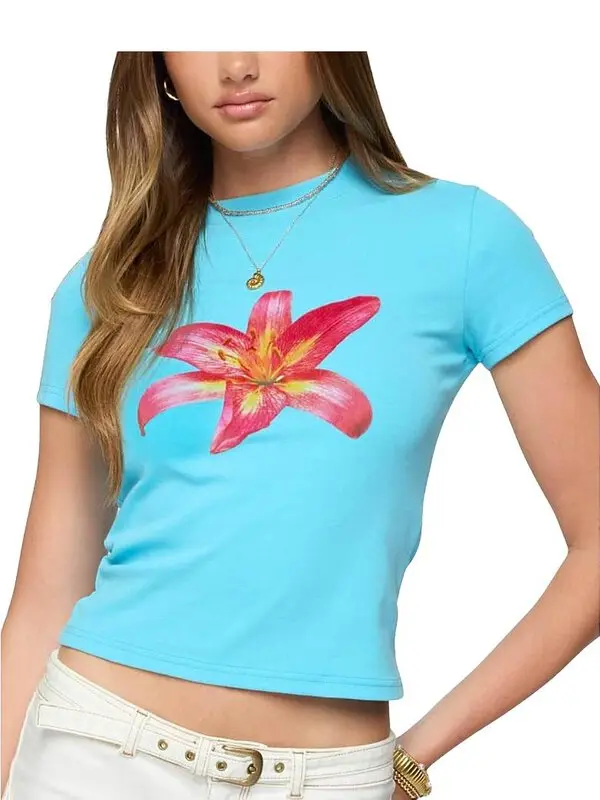 EDIKTED Daylily T-shirt - Turquoise