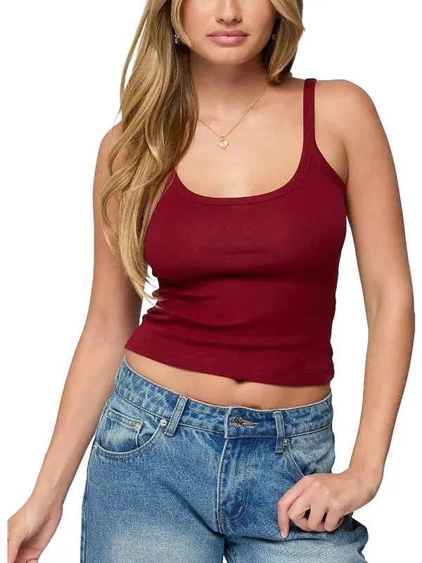 EDIKTED Basic Tank Top - Burgundy