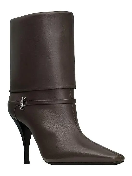 Saint Laurent Niki Ankle Booties - Eagle Brown Lambskin
