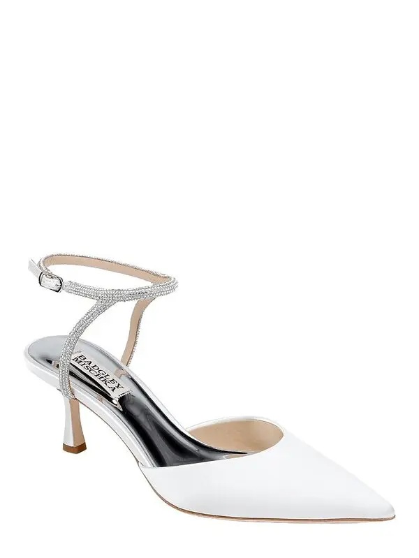 Badgley Mischka Autumn Embellished Pumps - White Satin