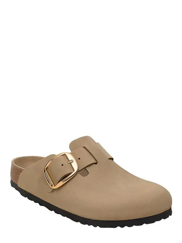BIRKENSTOCK Boston Big Buckle Nubuck Leather Clogs - Tobacco Nubuck