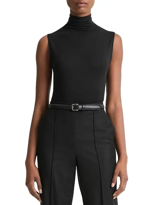 Vince Sleeveless Turtleneck Top - Black