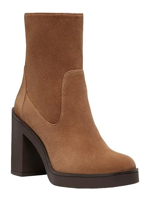 STUART WEITZMAN Bethenny 80 Block Heel Booties - Khaki