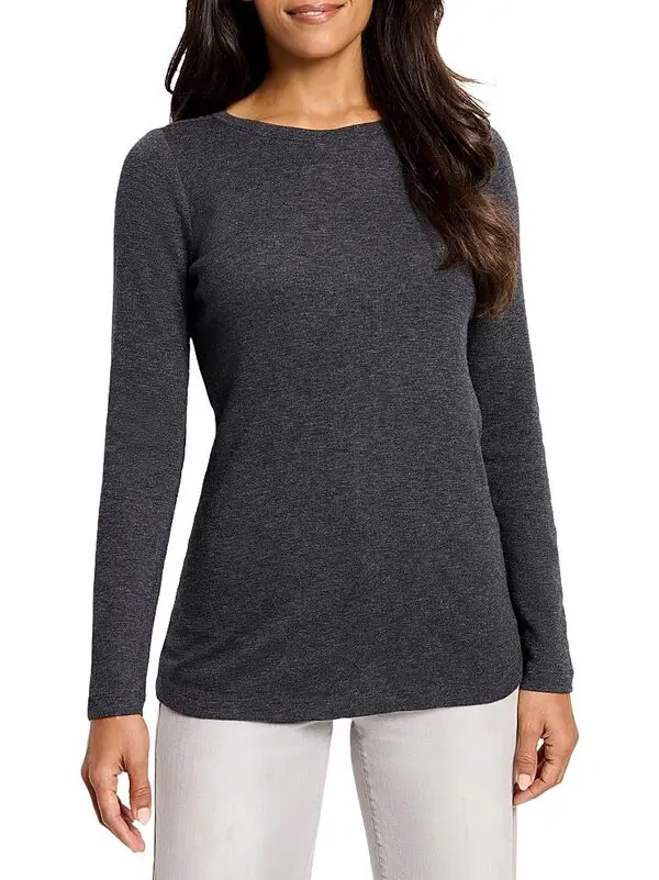 NIC+ZOE Bracelet Sleeve Boat Neck Tee - Charcoal Heather