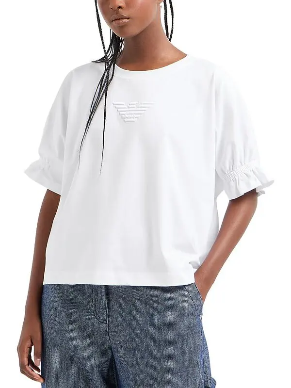 Emporio Armani Ruffle Sleeve Top - Warm White