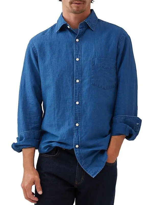 Rodd & Gunn Clifton Slim Fit Button Front Shirt - Mid Blue