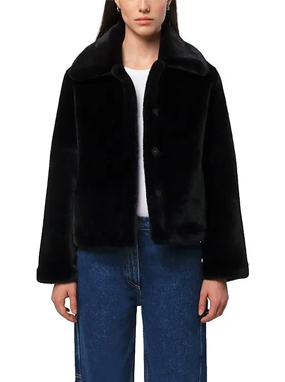 Apparis Faux Fur Elis Short Coat - Noir