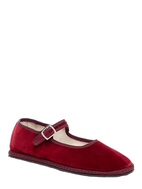 VIBI VENEZIA Mary Jane Velvet Ballet Flats - Bordeaux