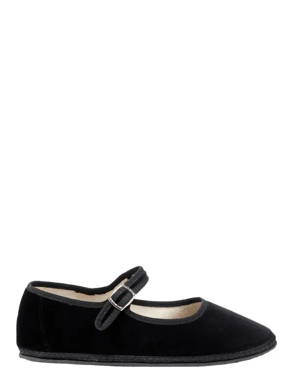 VIBI VENEZIA Mary Jane Velvet Ballet Flats - Nero