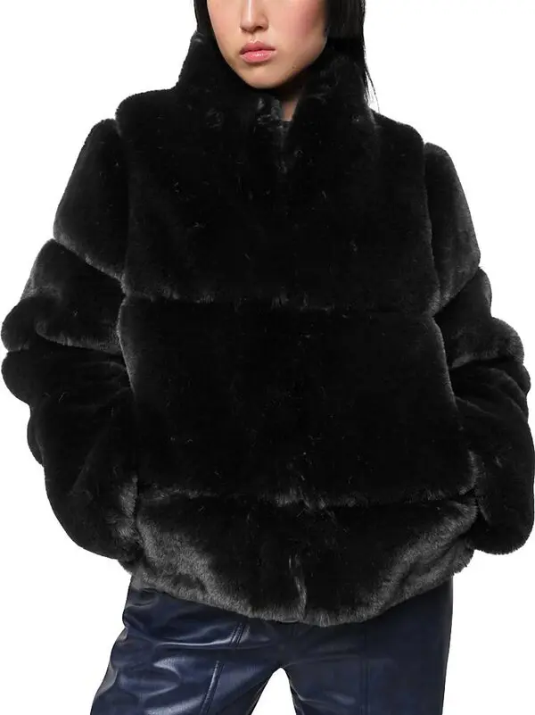 Apparis Faux Sable Coat - Noir