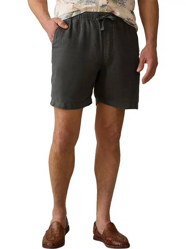 Faherty Brand Essential 6.5" Linen Shorts - Washed Black
