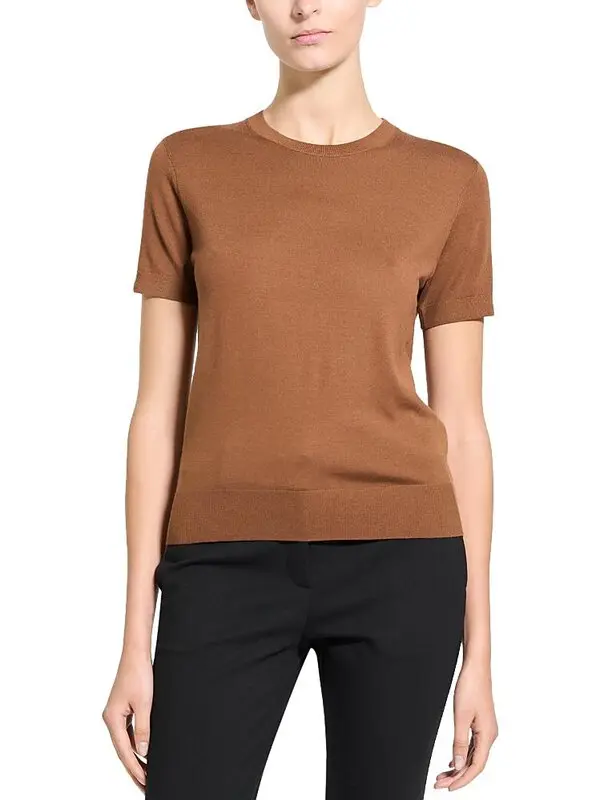 Theory Lightweight Wool Top - Caramel