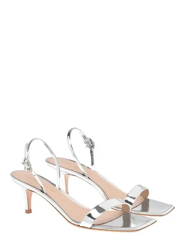 GIANVITO ROSSI Ribbon Kitten Sandals - Silver Calf Leather