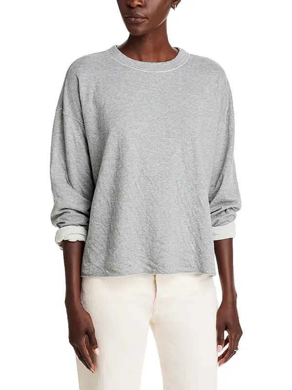 Eileen Fisher Crewneck Boxy Long Sleeve Top - Moon