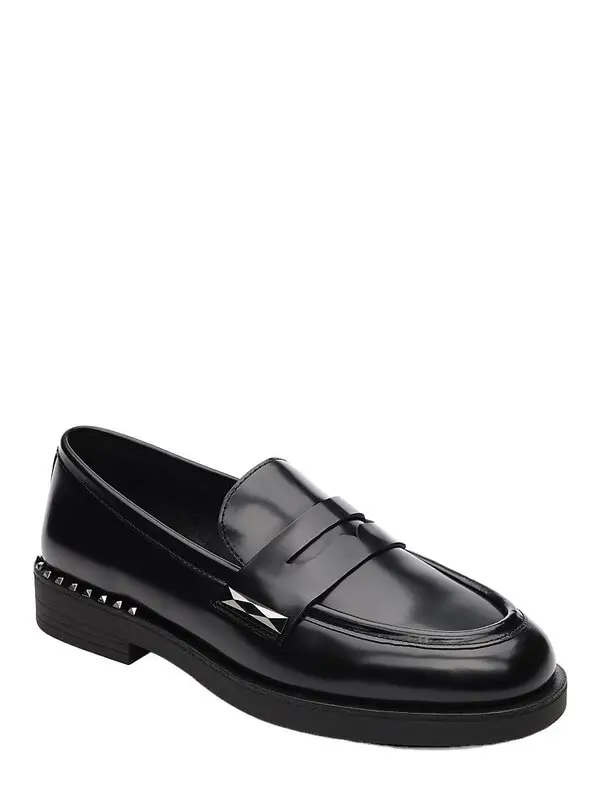 Ash Whisper Studded Loafer Flats - Black