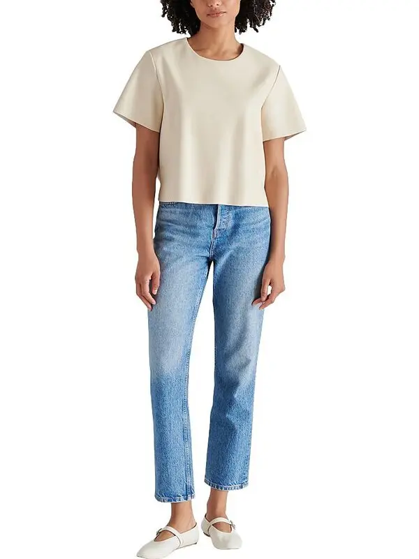 Steve Madden Ezra Faux Leather Top - Bone