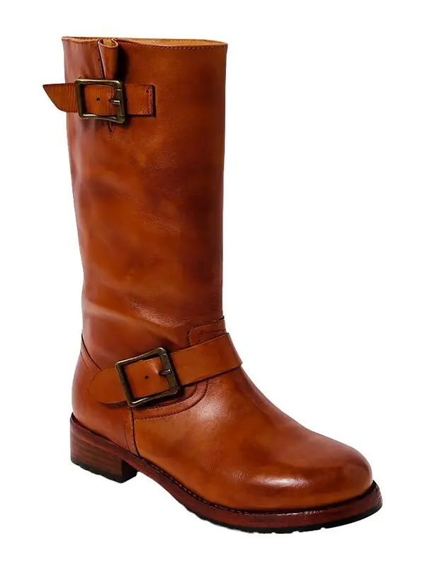 Free People Ride Or Die Engineer Boots - Burnt Caramel Suede