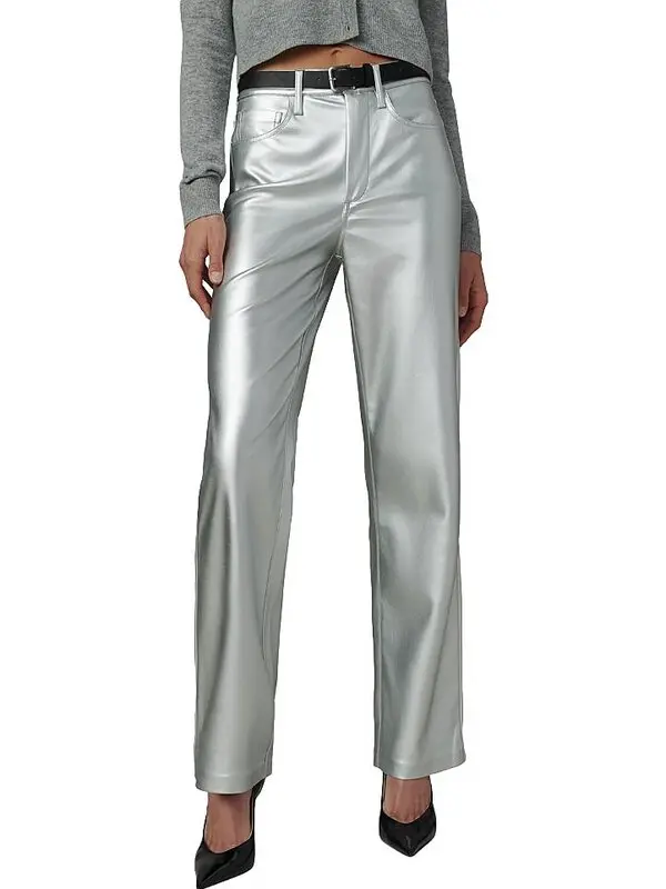 Joe's Jeans The Margot Faux Leather Straight Jeans - Plated Silver