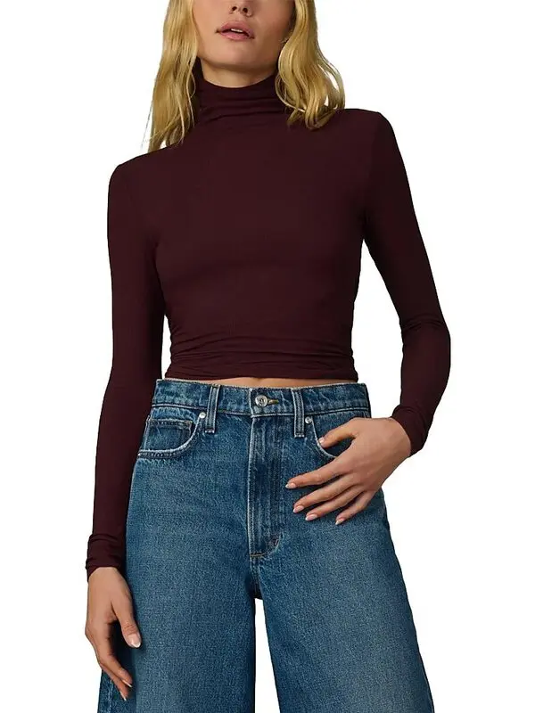 Joe's Jeans Ribbed Turtleneck Top - Bordeaux