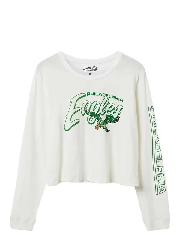 Junk Food Clothing Nfl Philadelphia Eagles Touchdown Cropped Tee - White