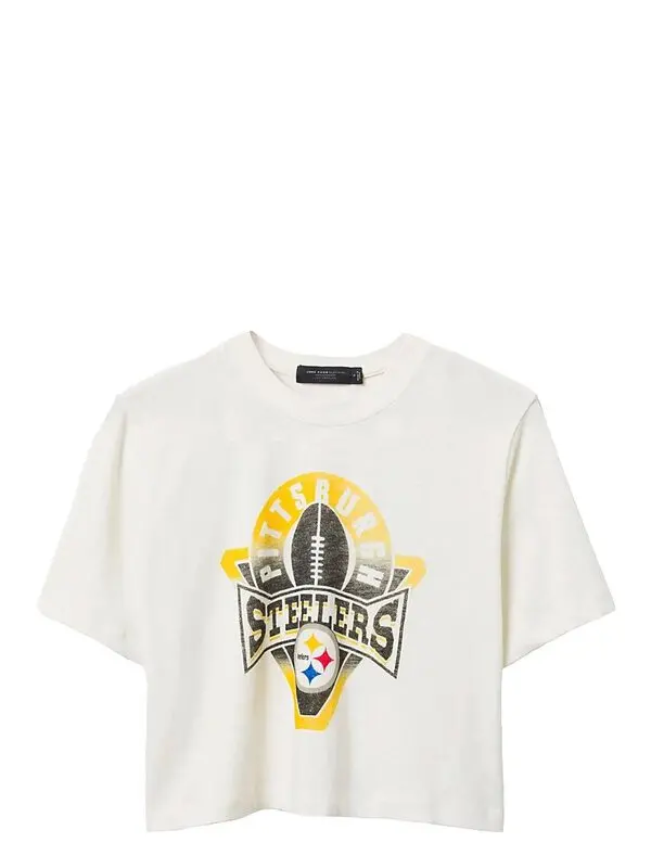 Junk Food Clothing Nfl Pittsburgh Steelers Mock Neck Crop Tee - White