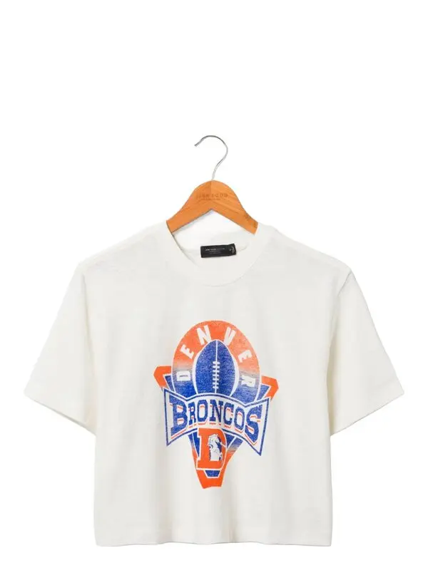 Junk Food Clothing Nfl Denver Broncos Mock Neck Crop Tee - White