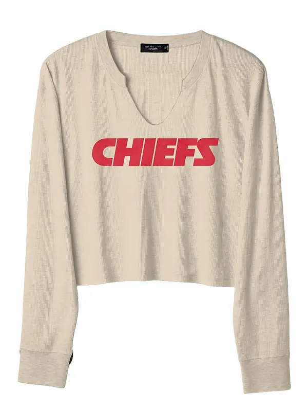 Junk Food Clothing Nfl Kansas City Chiefs Sunday Cropped Thermal - Oatmeal