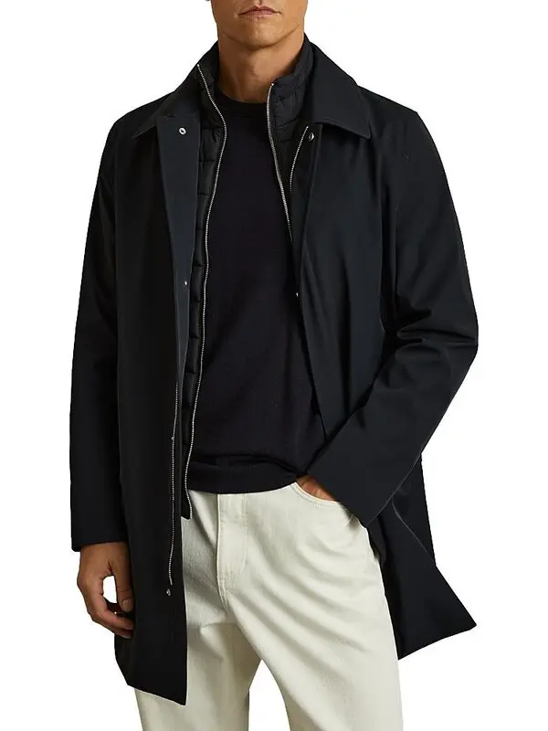 REISS Logan Hybrid Overcoat - Navy