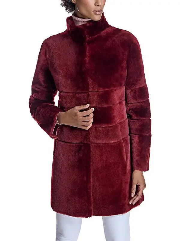 MAXIMILIAN Reversible Shearling Shortcoat - Red