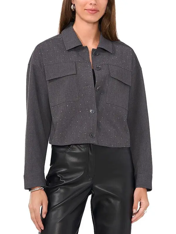 Vince Camuto Cropped Shirt - Medium Heather Grey
