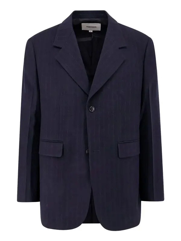 TONYWACK Wool Striped Blazer - Blue