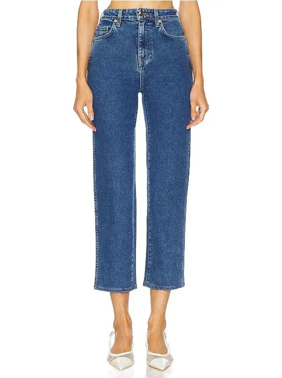 L'academie Elodie High Rise Crop Jeans - Medium Blue