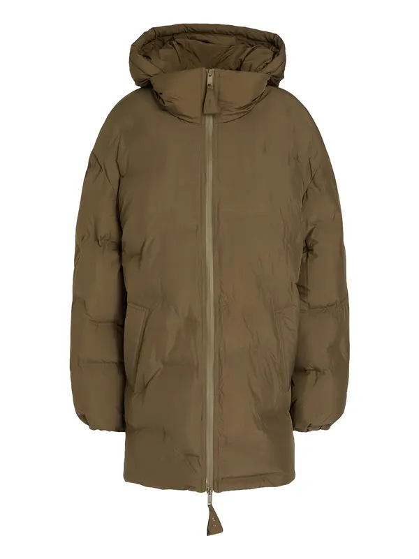 GANNI Quilted Shell Hooded Jacket - Army Green