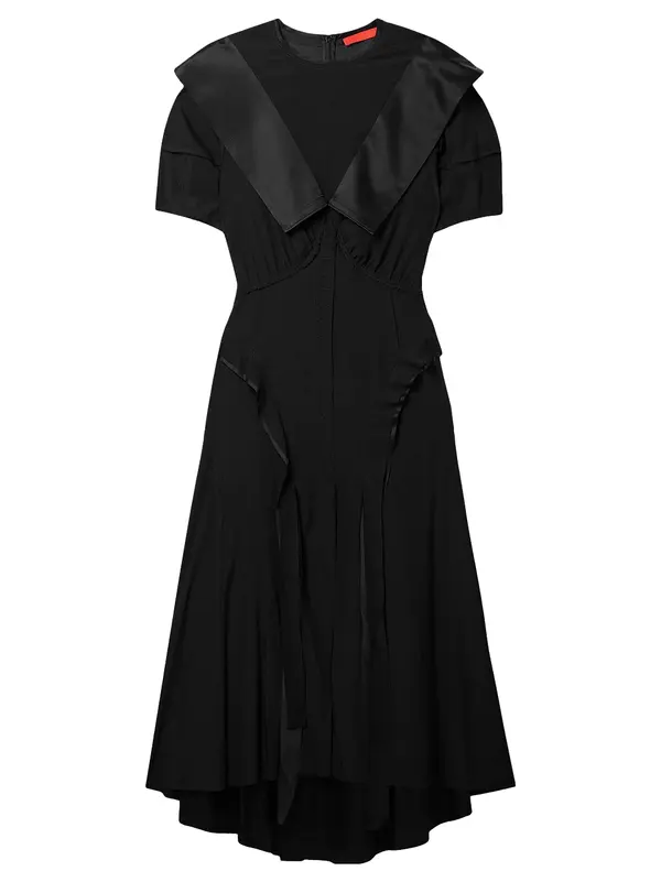 Commission Assembly Asymmetric Ruffled Midi Dress - Black