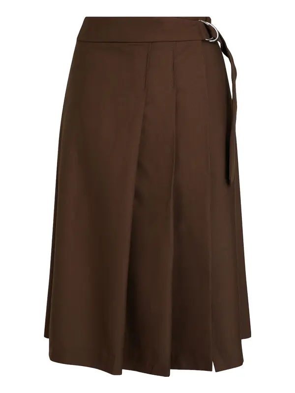 Officine Générale Calie Pleated Wrap Midi Skirt - Chocolate