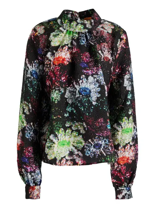 Stine Goya Ashley Floral-print Cloqué Blouse - Black