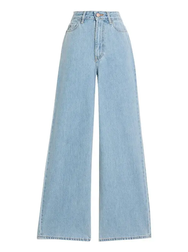 GANNI High-rise Wide-leg Jeans - Light Denim