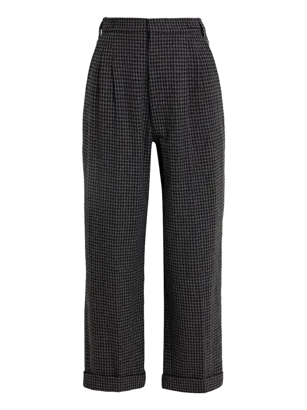 Nanushka Pleated Houndstooth Wool-blend Pants - Dark Gray