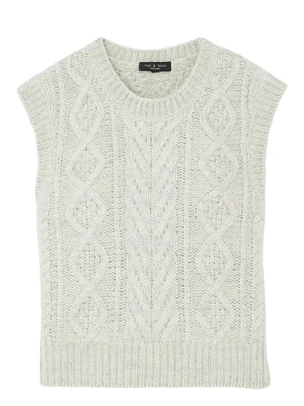 Rag & Bone Brody Cable-knit Wool Vest - Light Gray