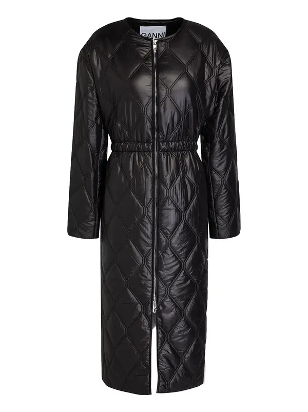 GANNI Quilted Shell Coat - Black
