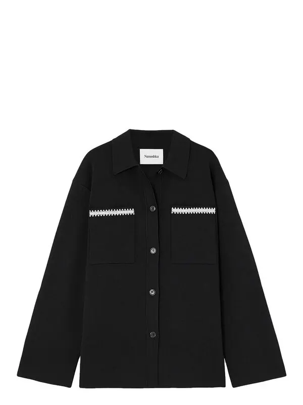 Nanushka Silvia Embroidered Shirt - Black
