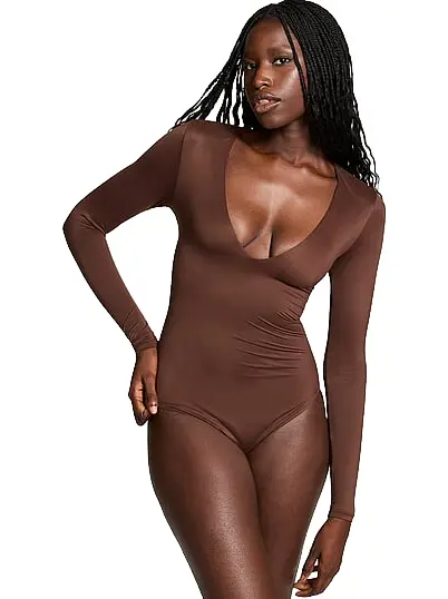 Victoria's Secret Bodywear Feathersoft™ V-neck Bodysuit - Brown