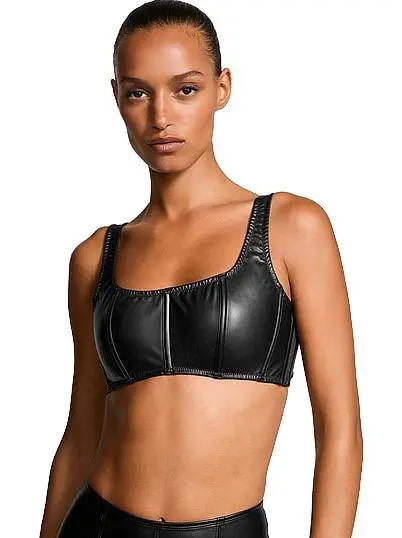 Victoria's Secret Very Sexy Faux Leather Mini Corset Top - Black