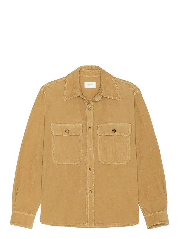 Saint Laurent Fall Overshirt In Tan - Dry Wood