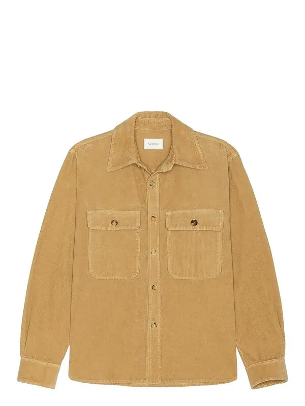 Saint Laurent Fall Overshirt In Tan - Dry Wood