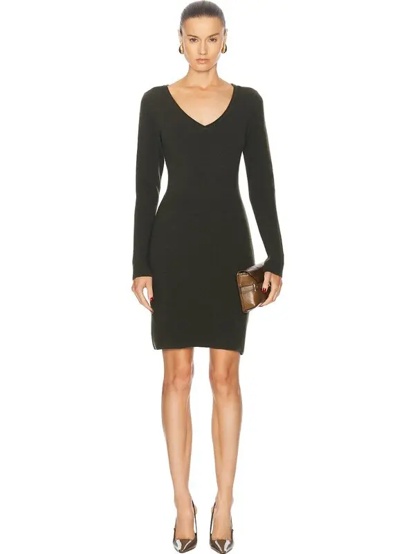 FERRAGAMO Long Sleeve Sweater Dress - Uniform Green